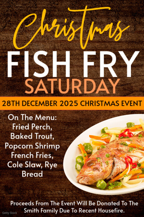 Copy of Brown Maximalist Christmas Fish Fry Poster | PosterMyWall