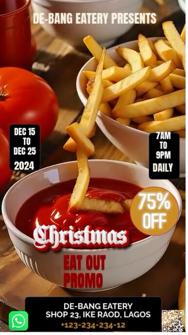 Brown Maximalist Christmas French Fries Promo Instagram Story Template ...