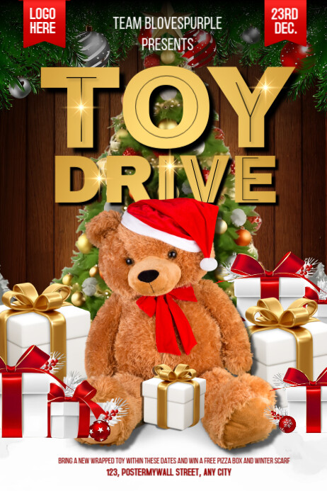 Copy of Brown Maximalist Christmas Toy Drive Poster | PosterMyWall