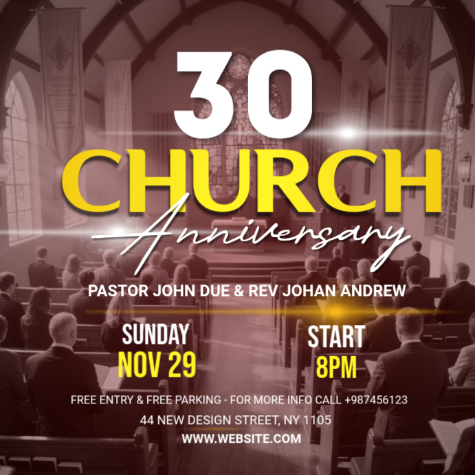 Brown Maximalist Church Anniversary Event Banner Instagram Post ...