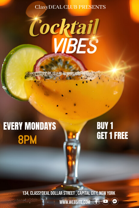 Brown Maximalist Cocktail Monday Poster Template | PosterMyWall