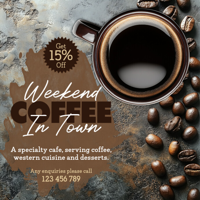 Brown Maximalist Coffee Haouse Instagram Post Template | PosterMyWall