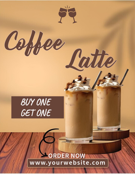 Brown Maximalist Coffee Latte Advert Promo Flyer (us Letter) Template ...