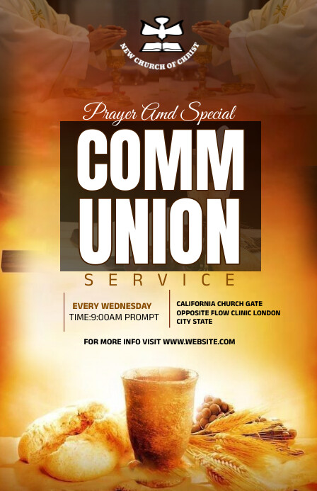 Brown Maximalist Communion Service Church Pro Template | PosterMyWall