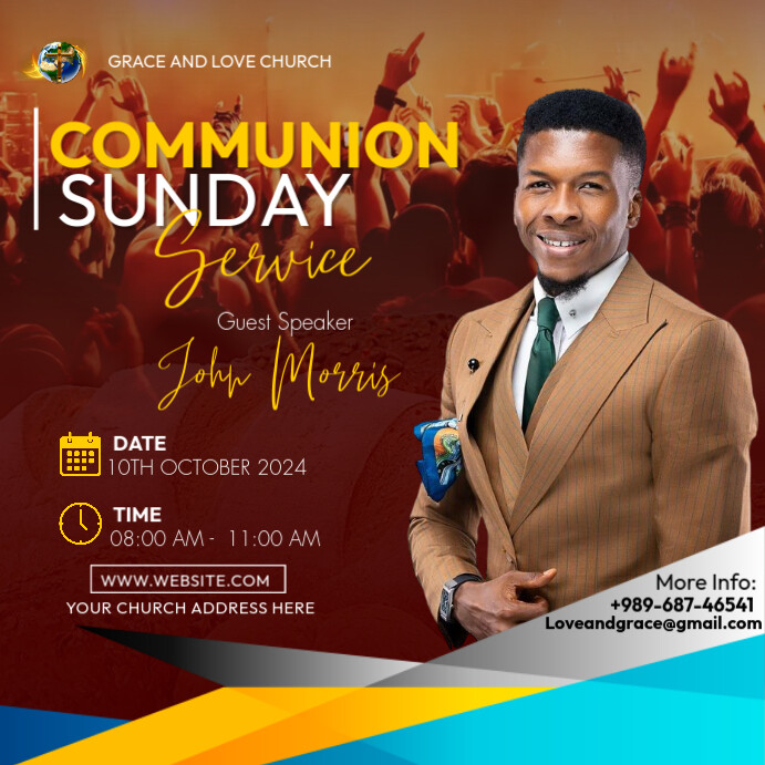 Brown Maximalist Communion Sunday Service Instagram Post Template | PosterMyWall