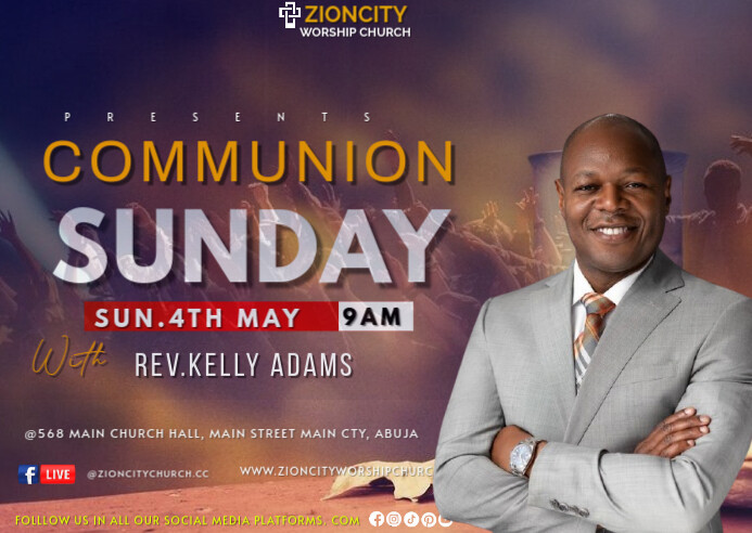 Brown Maximalist Communion Sunday Service Postcard Template | PosterMyWall