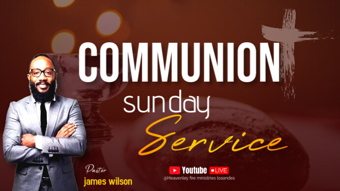 Copy of Brown Maximalist Communion Sunday Service Youtube Thumbnail | PosterMyWall