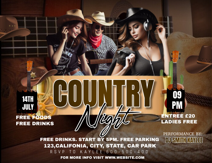 Copy of Brown Maximalist Country Night Invitation Tem | PosterMyWall