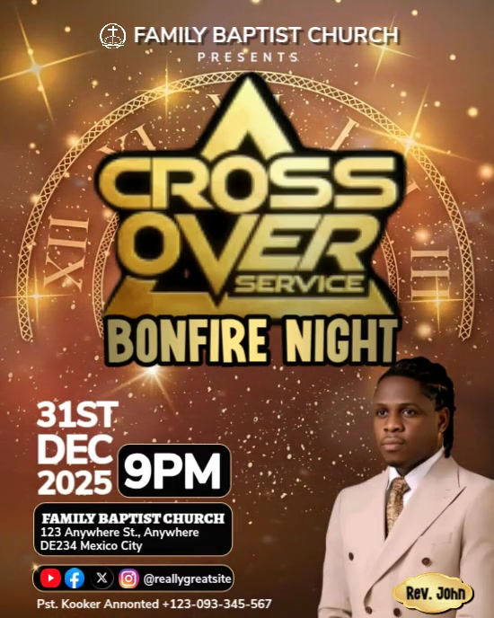Brown Maximalist Cross Over Church Bonfire Night Flyer Instagram ...