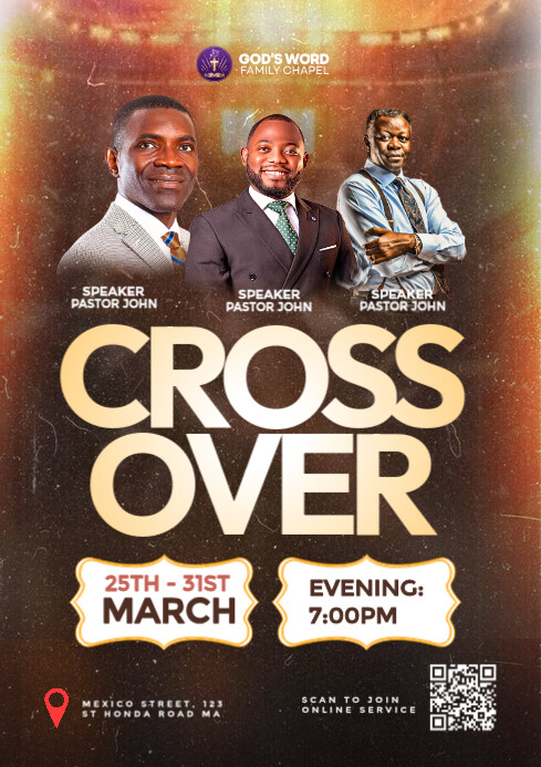 Brown Maximalist Cross Over Flyer A4 Template | PosterMyWall