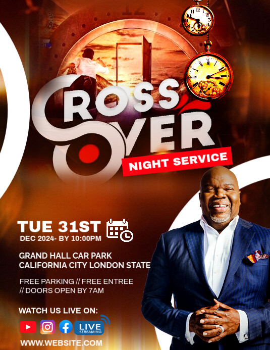 Plantilla de Brown Maximalist Cross Over Night Invitation Template ...