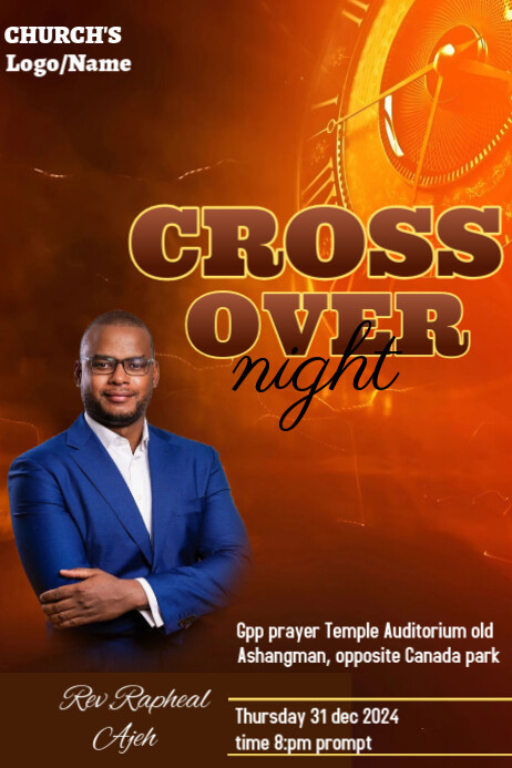 Brown Maximalist Cross Over Night Poster Template | PosterMyWall