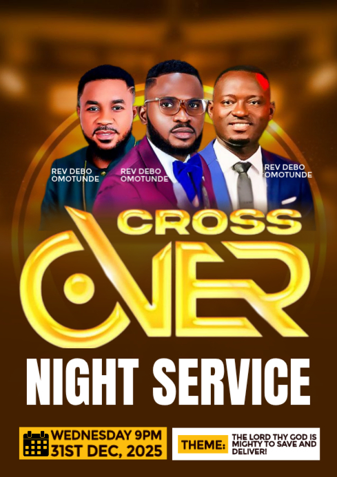 Brown Maximalist Cross Over Night Service Flyer A4 Template | PosterMyWall