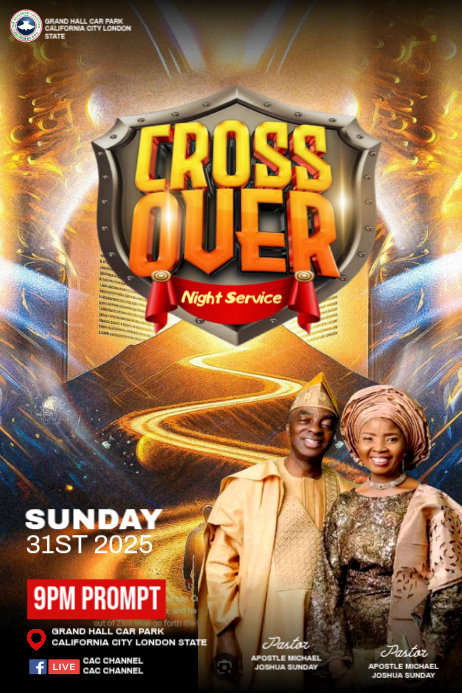 Brown Maximalist Crossover Service Invitation Template Design Poster ...