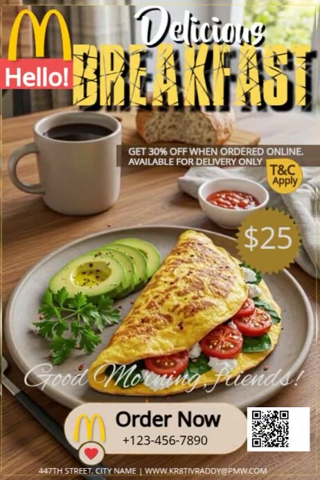 Brown Maximalist Delicious Mcdonald Breakfast Poster Template ...