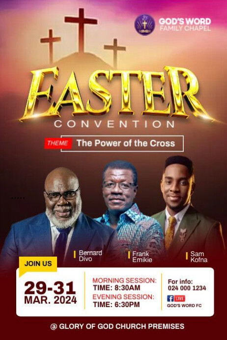 Copy of Brown Maximalist Easter Day Church Program Flyer Poster ...