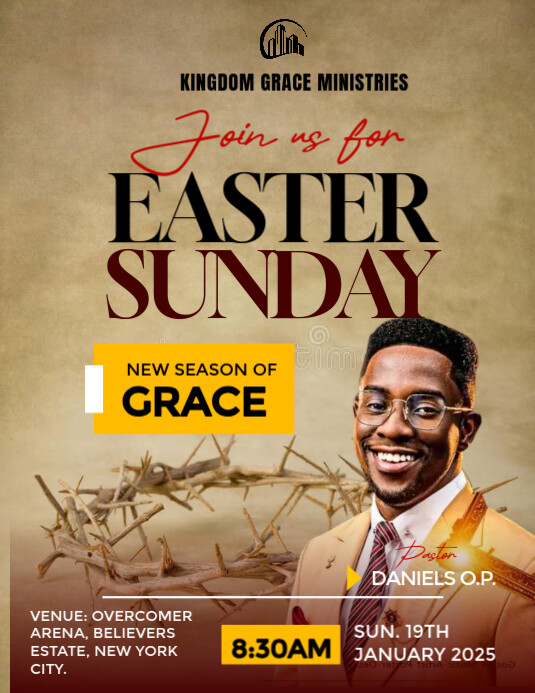 Brown Maximalist Easter Service Flyer (us Letter) Template | PosterMyWall