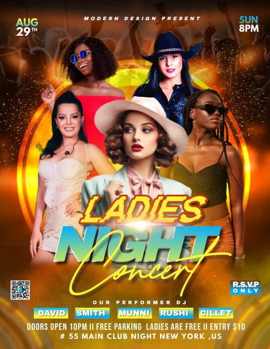 Brown Maximalist Editable Ladies Party Concer Template | PosterMyWall