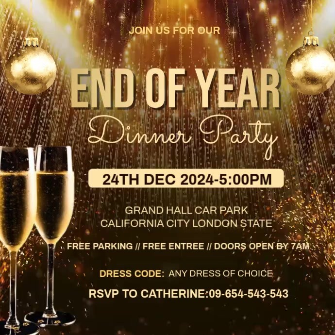 Copy of Brown Maximalist End Of Year Dinner Party Invitation Template ...