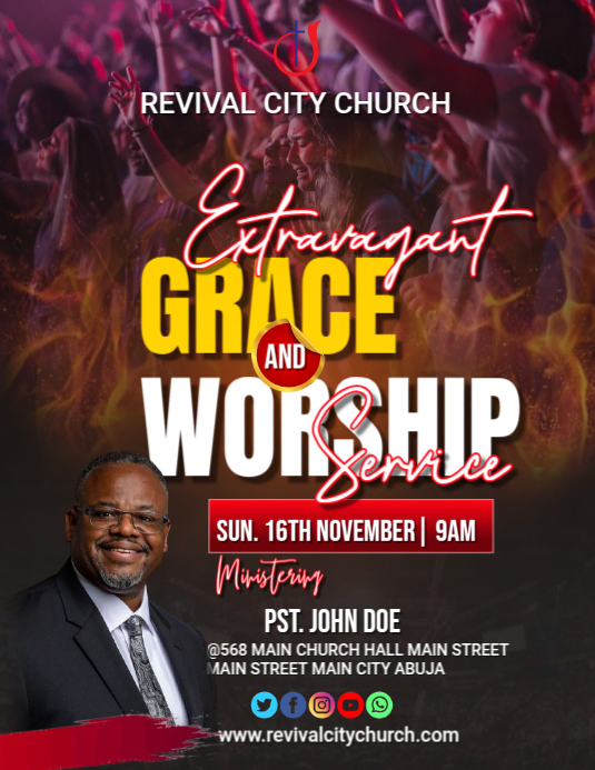 Brown Maximalist Extravagant Grace And Worship Service Flyer (us Letter ...