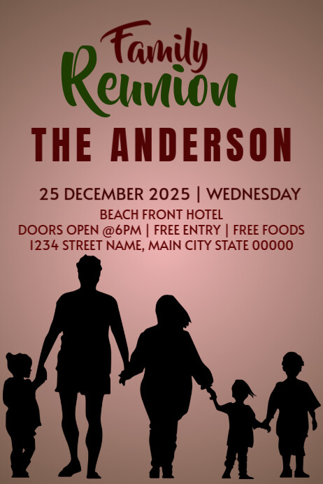 Brown Maximalist Family Reunion Poster Template | PosterMyWall