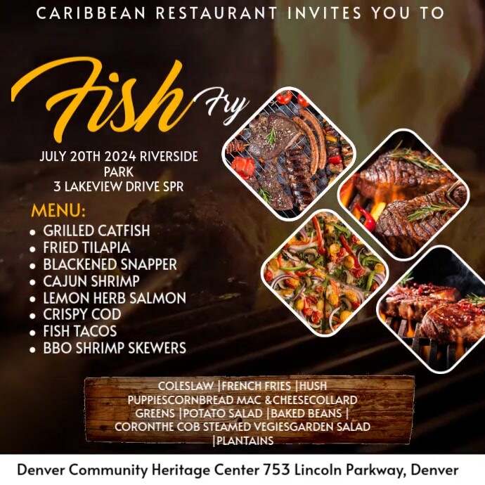 Brown Maximalist Fish Fry Instagram Post Template | PosterMyWall