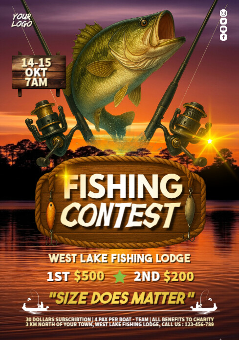 Copy of Brown Maximalist Fishing Contest A4 | PosterMyWall