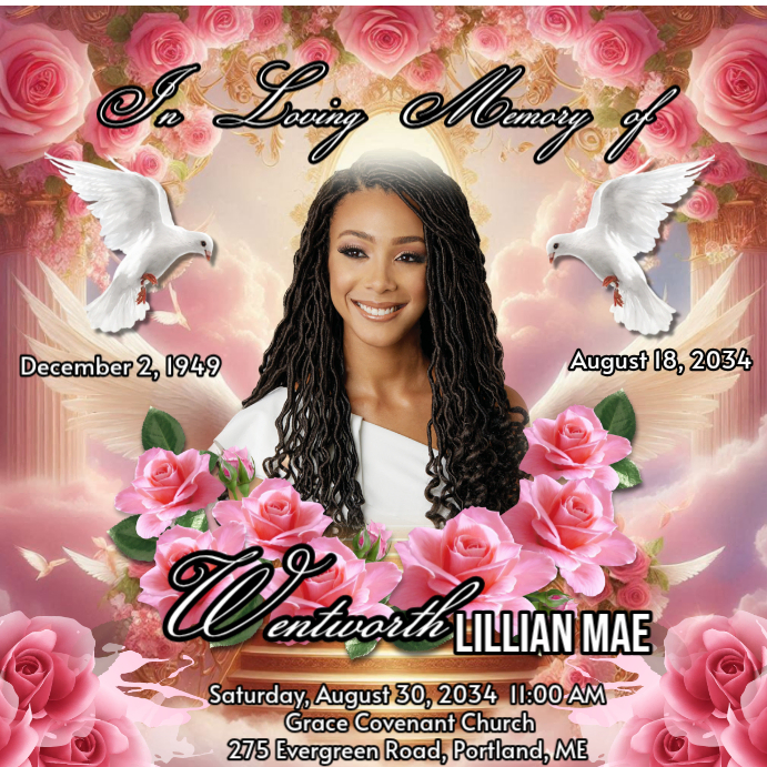 Brown Maximalist Flral Memorial Funeral Announcement Flyer, Funeral ...
