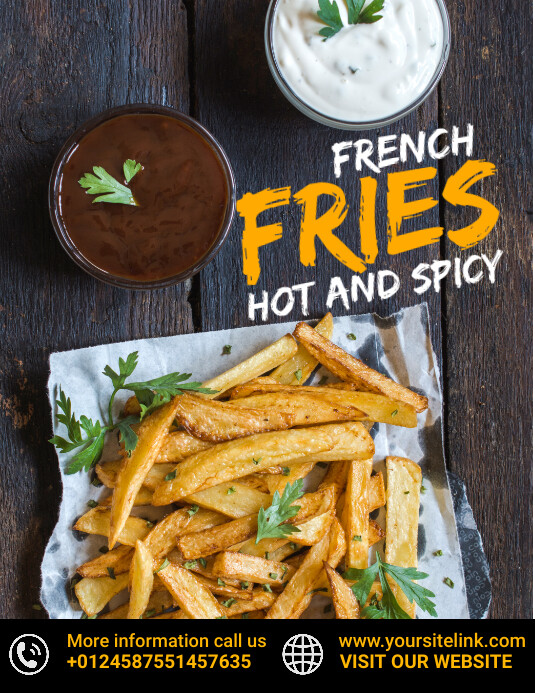 Brown Maximalist French Fries Flyer (us Lette Template | PosterMyWall