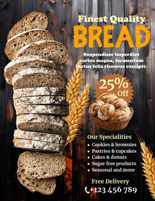 Plantilla de Brown Maximalist Fresh Bread Flyer (us Letter | PosterMyWall