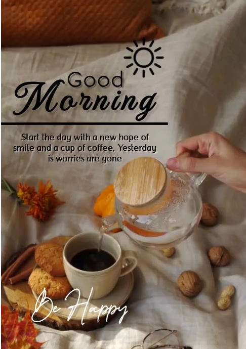 Brown Maximalist Good Morning A4 Template | PosterMyWall