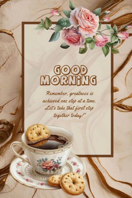 Brown Maximalist Good Morning Banner 4' × 6' Template | PosterMyWall