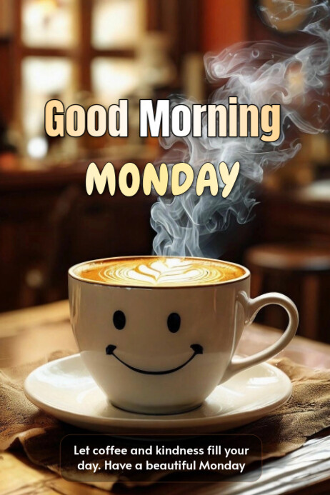 Brown Maximalist Good Morning Monday Poster Modelo | PosterMyWall