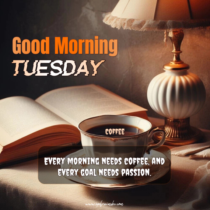 Brown Maximalist Good Morning Tuesday Logo Template | PosterMyWall