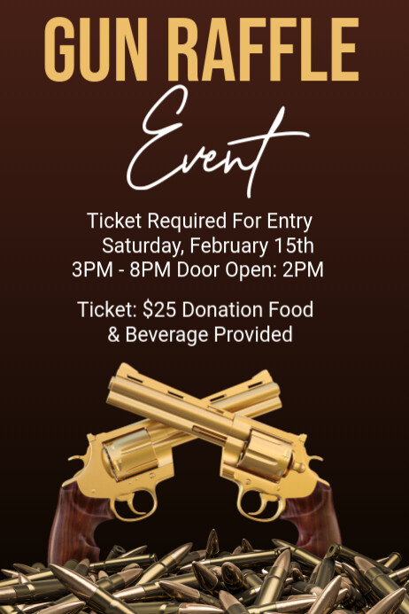 Orange Gun Raffle Event Flyers Template | PosterMyWall