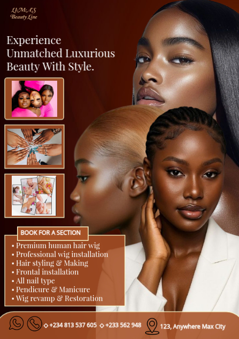 Copy of Brown Maximalist Hair Design Flyer A4 | PosterMyWall
