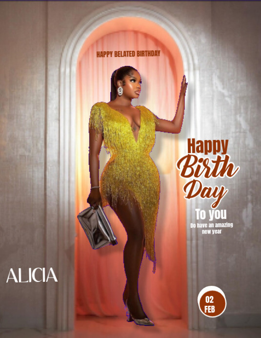 Copy of Brown Maximalist Happy Birthday Templates Flyer (us Letter ...