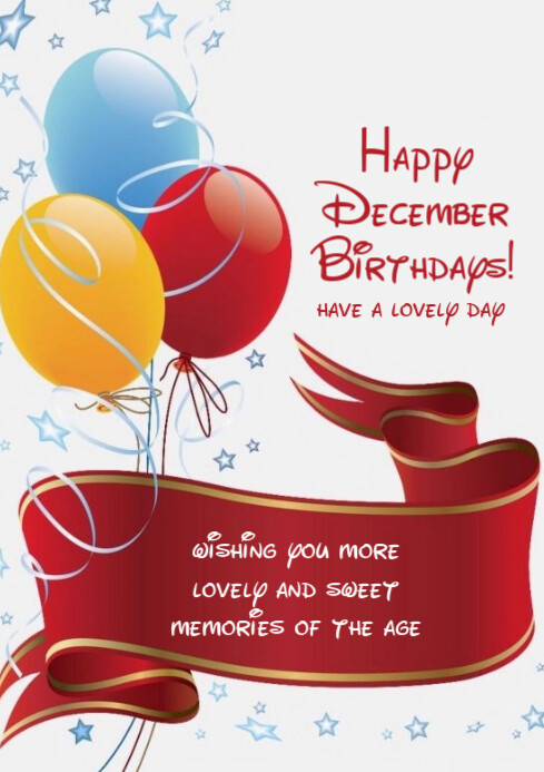 Copy of Brown Maximalist Happy December Birthdays A4 | PosterMyWall