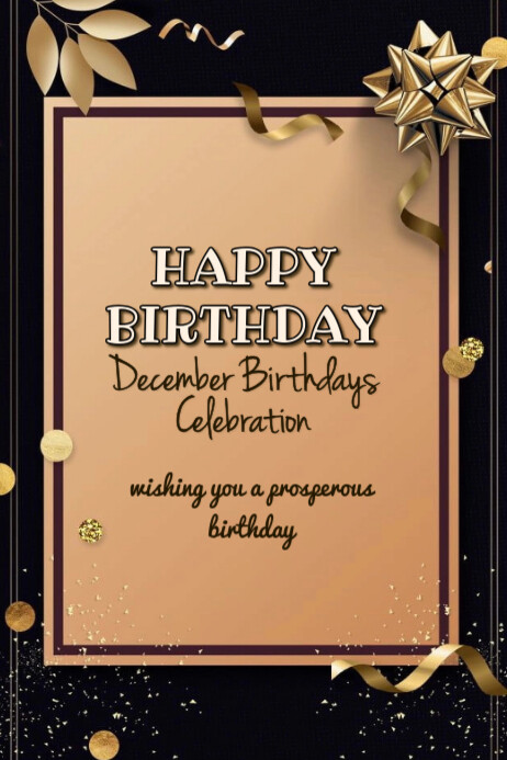 Brown Maximalist Happy December Birthdays Banner 4' × 6' Template ...