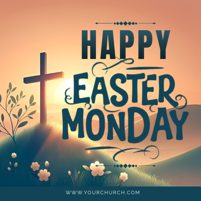 Copy of Brown Maximalist Happy Easter Monday Square (1:1) | PosterMyWall