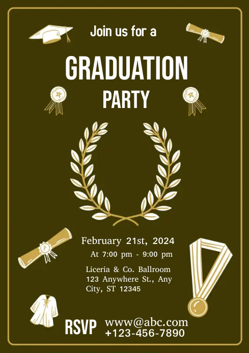 Brown Maximalist Happy Graduation Party Invit Template | PosterMyWall