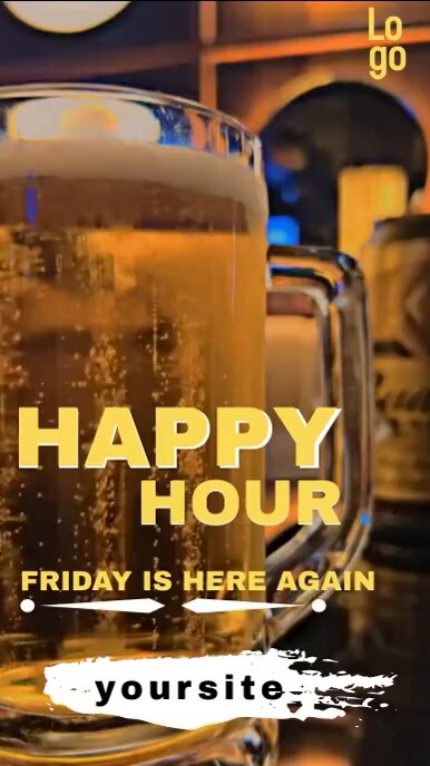 Brown Maximalist Happy Hour Digital Display ( Template | PosterMyWall