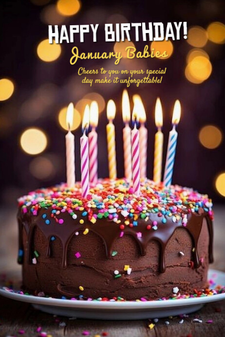 Brown Maximalist Happy January Birthdays Banner 4' × 6' Template ...