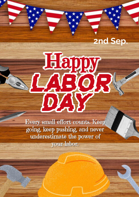 Brown Maximalist Happy Labor Day A4 Templat | PosterMyWall