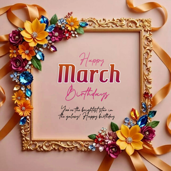 Brown Maximalist Happy March Birthdays Instagram Post Template | PosterMyWall
