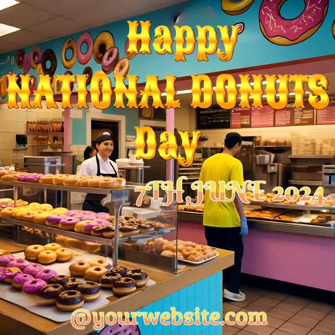 Brown Maximalist Happy National Donuts Day In Template | PosterMyWall