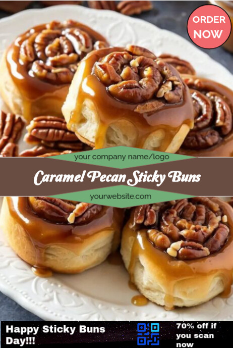 Brown Maximalist Happy National Sticky Buns Caramel Pecan Sticky Buns ...