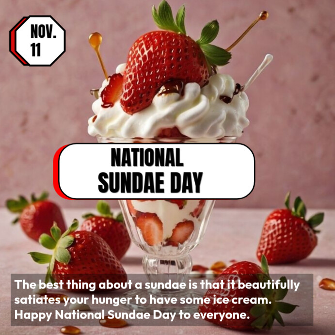 Brown Maximalist Happy National Sundae Instagram Post Template ...