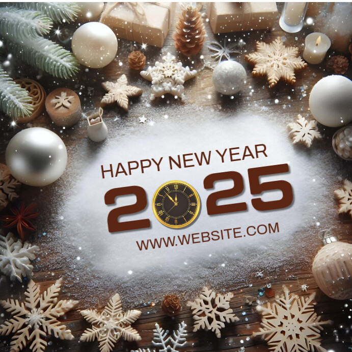 Brown Maximalist Happy New Year 2025 Instagram Post Template | PosterMyWall