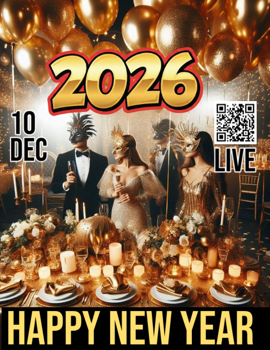 Brown Maximalist Happy New Year Flyer (us Letter) Template | PosterMyWall